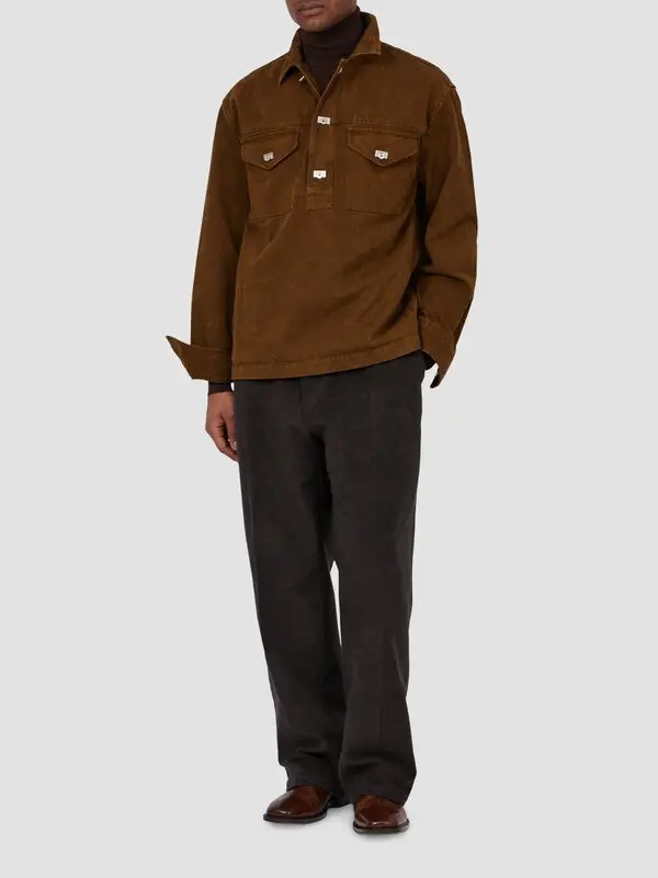 FERRAGAMO Workwear Gart-dyed Cotton-gabardine Long-sleeve Shirt