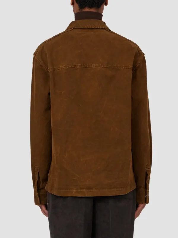 FERRAGAMO Workwear Gart-dyed Cotton-gabardine Long-sleeve Shirt