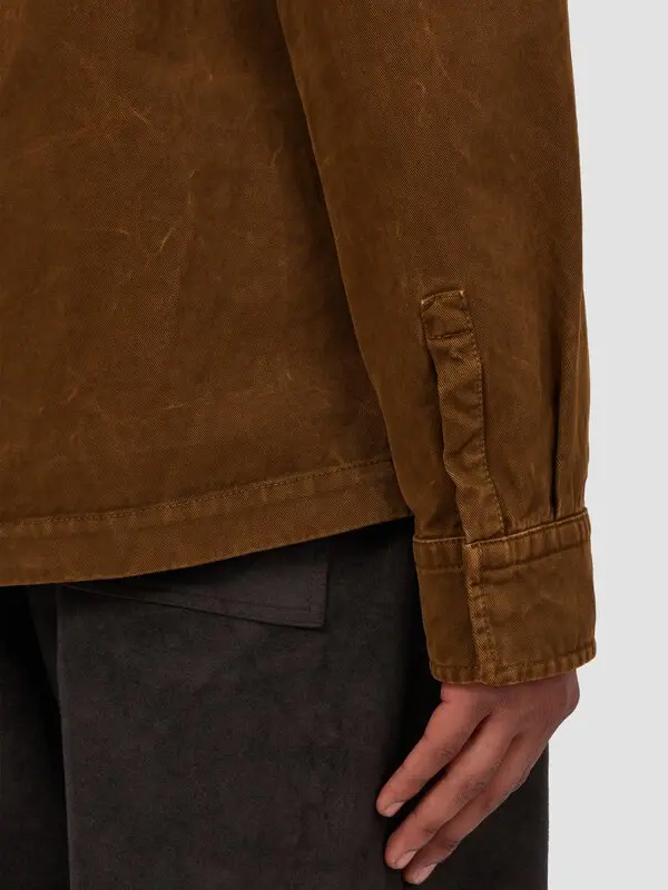 FERRAGAMO Workwear Gart-dyed Cotton-gabardine Long-sleeve Shirt
