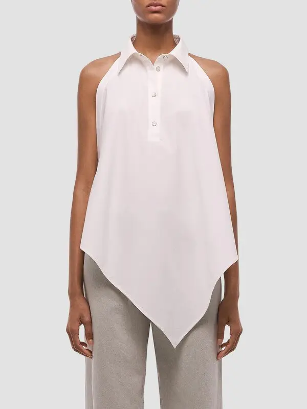 Helmut Lang Collar Scarf Cotton Top