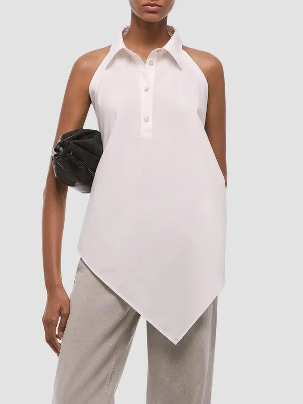 Helmut Lang Collar Scarf Cotton Top