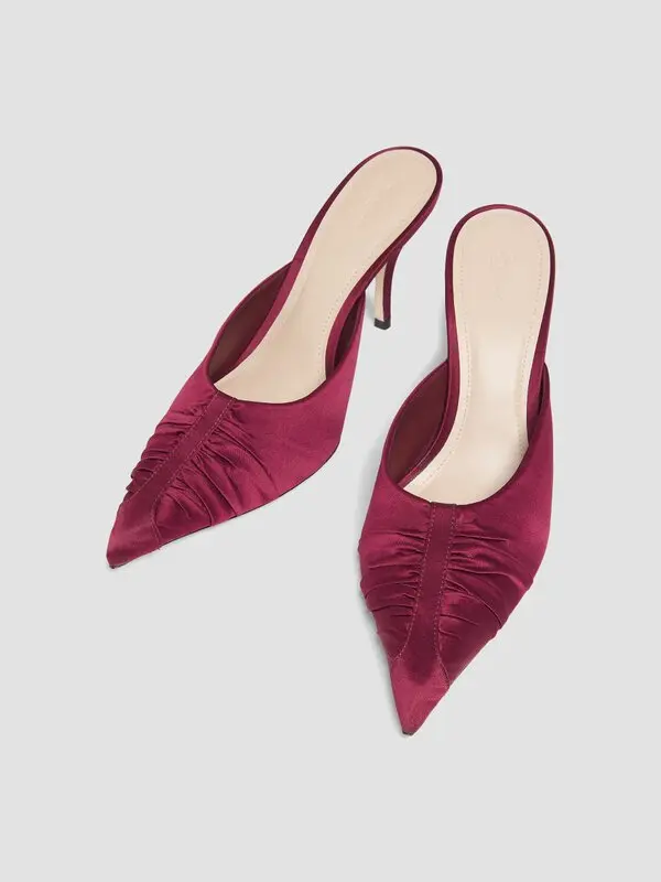 22ÉLEVÉ 85mm Ruched Satin Mules
