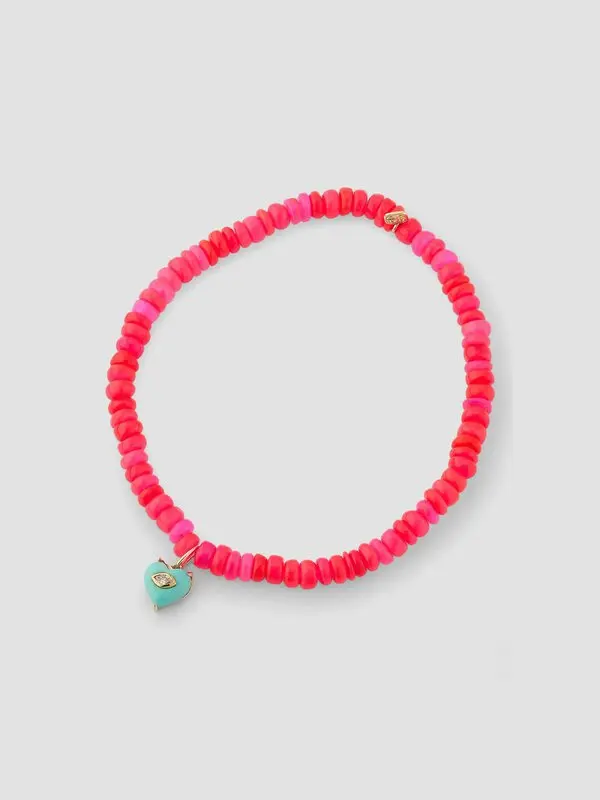 SYDNEY EVAN 14k Yellow Hot Pink Ethiopian Opal & Multi-gemstone Beaded Stretch Bracelet - Gold
