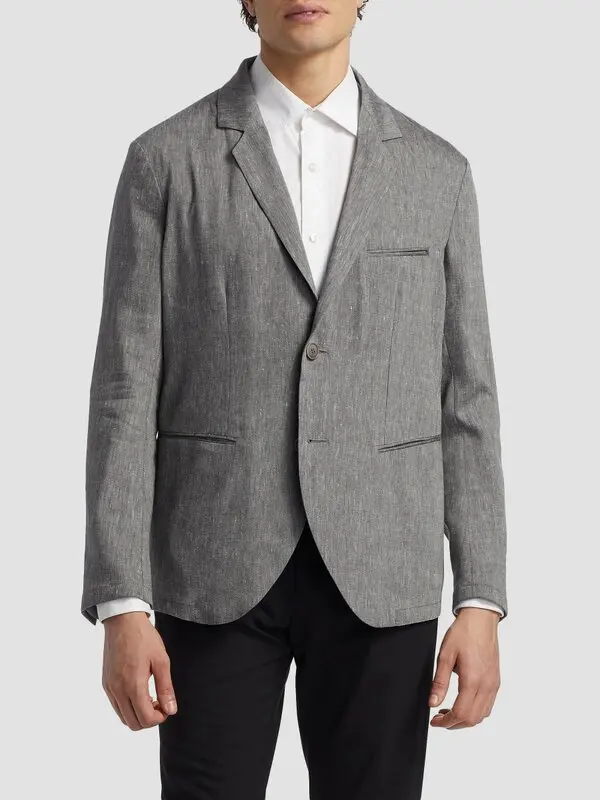 Giorgio Armani Notch Lapel Linen-wool Blazer