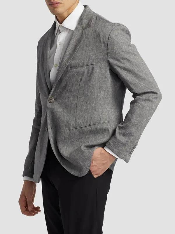 Giorgio Armani Notch Lapel Linen-wool Blazer
