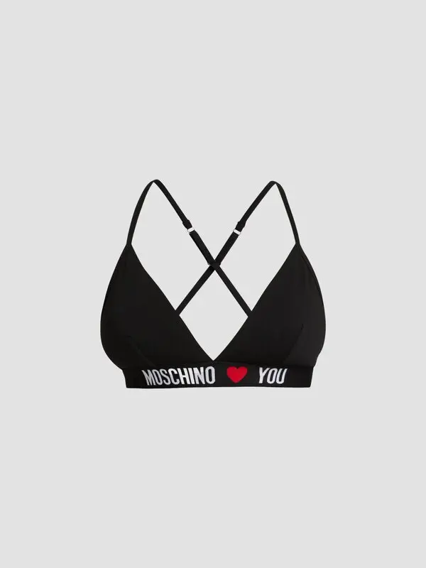 Moschino Logo Triangle Bikini Top - Black