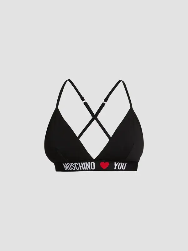 Moschino Logo Triangle Bikini Top - Black