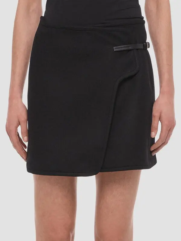 Helmut Lang Saddle Wool-blend Wrap Mini Skirt