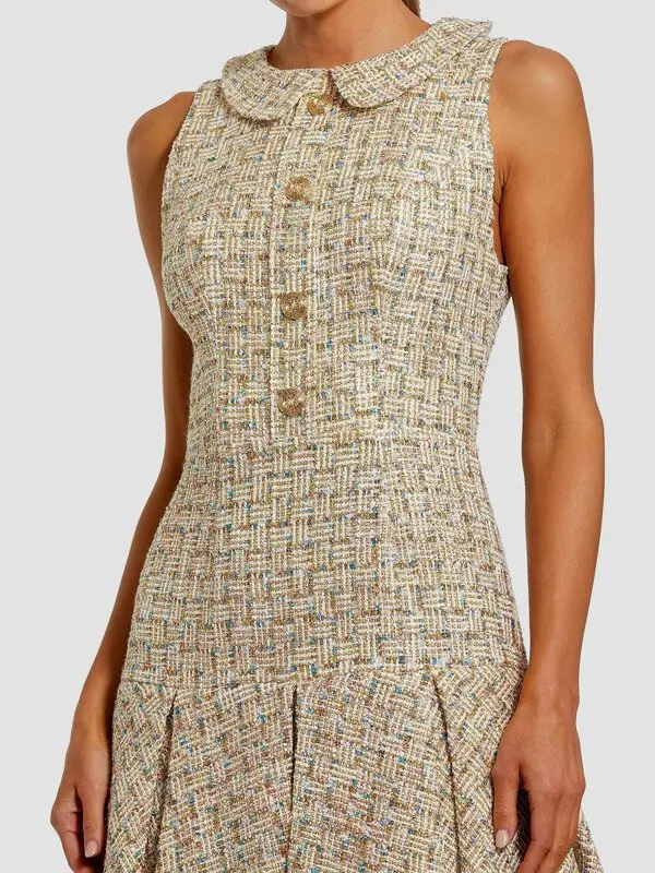 Mac Duggal Bouclé Pleated A-line Minidress