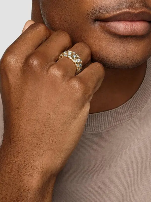 David Yurman Hex Stack Ring In 18k Yellow Gold - Diamond