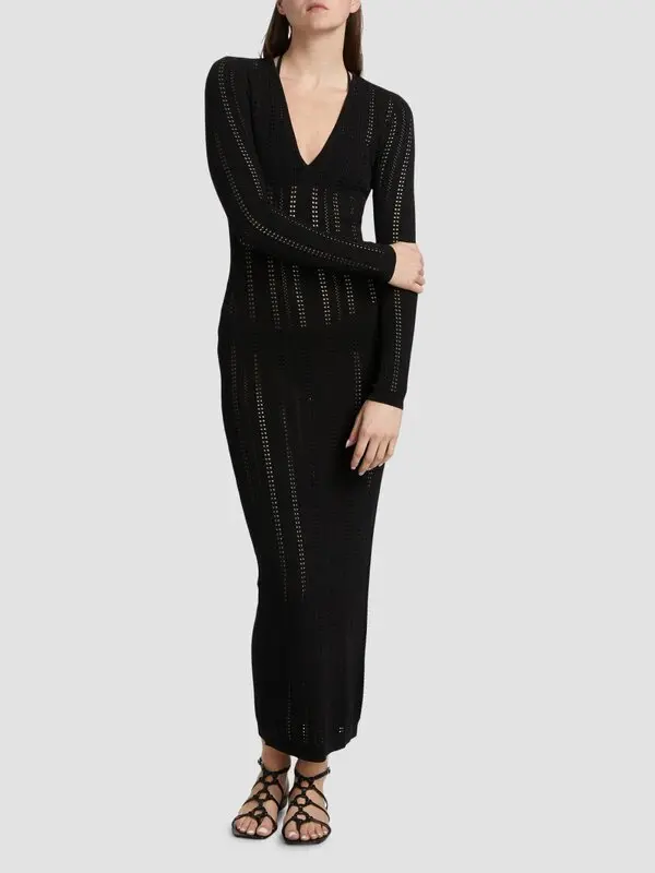 Ronny Kobo Sai V-neck Knit Maxi Dress