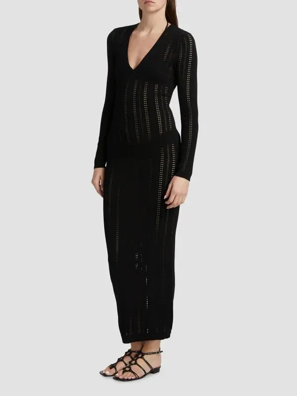 Ronny Kobo Sai V-neck Knit Maxi Dress