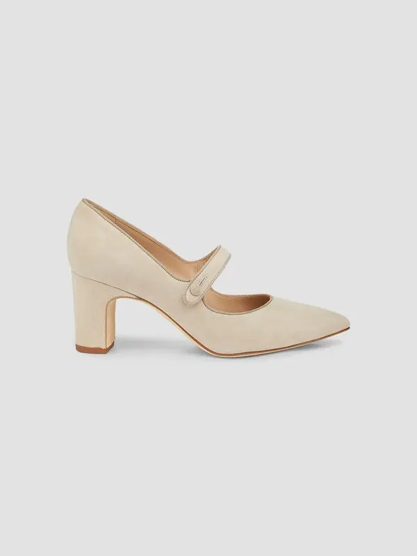 Manolo Blahnik Campariba Suede Block-heel Pumps - Beige