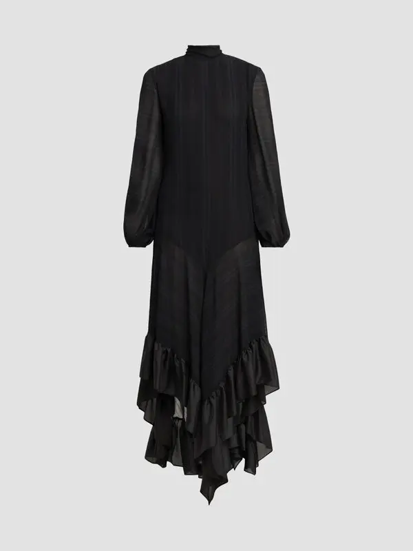 Philosophy Di Lorenzo Serafini Ruffled Silk Tie-back Maxi Dress - Black