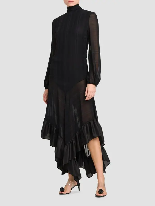 Philosophy Di Lorenzo Serafini Ruffled Silk Tie-back Maxi Dress