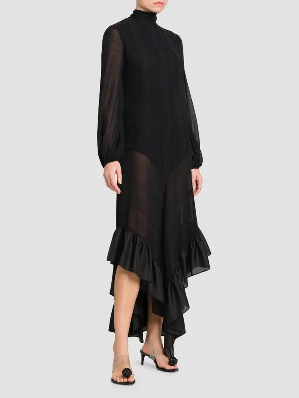 Philosophy Di Lorenzo Serafini Ruffled Silk Tie-back Maxi Dress