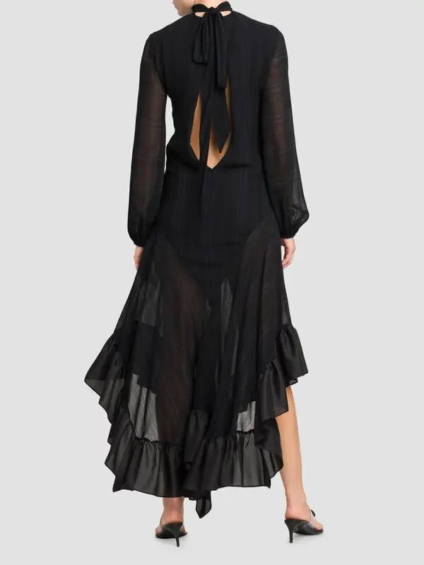 Philosophy Di Lorenzo Serafini Ruffled Silk Tie-back Maxi Dress