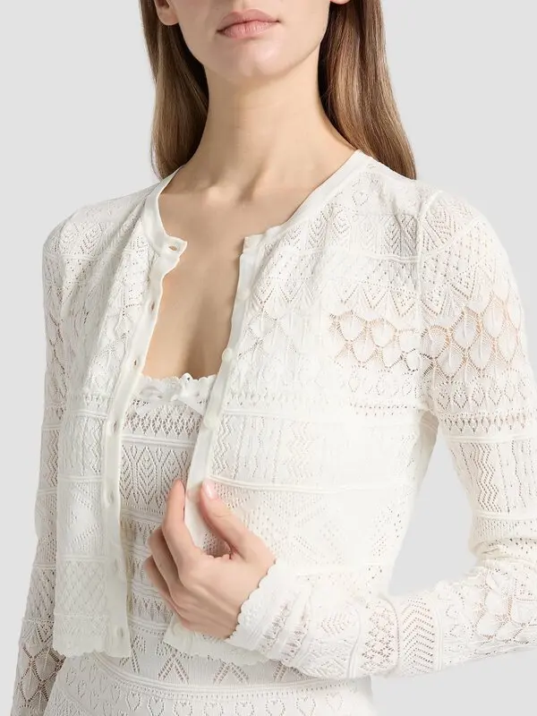LoveShackFancy Brigette Pointelle Knit Cardigan