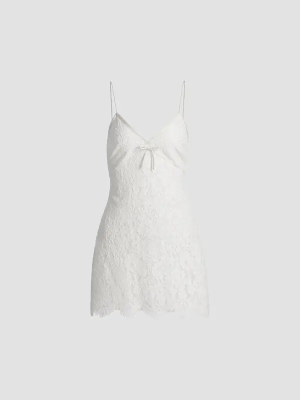 LoveShackFancy Petaline Scalloped-hem Minidress - Ivory