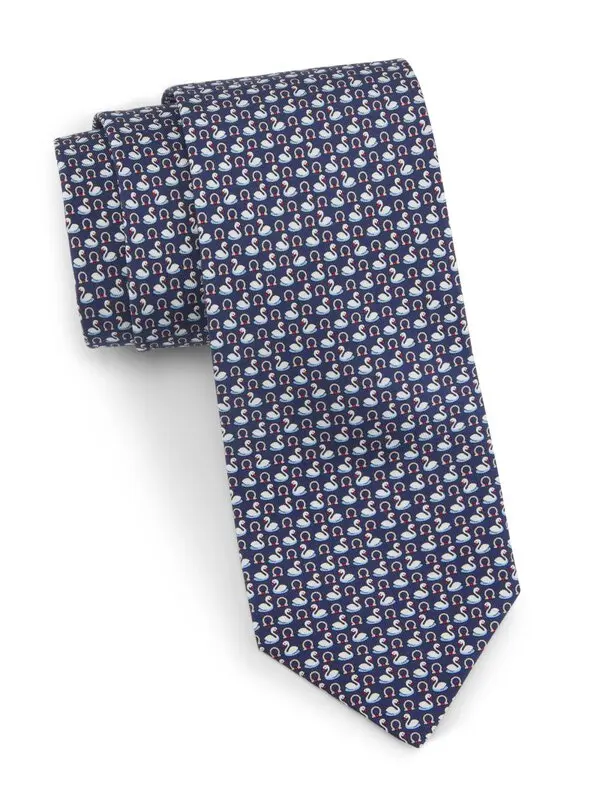 FERRAGAMO Zarina Swan Tie - Navy
