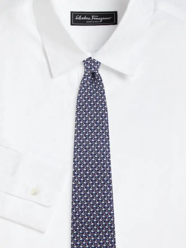 FERRAGAMO Zarina Swan Tie - Navy