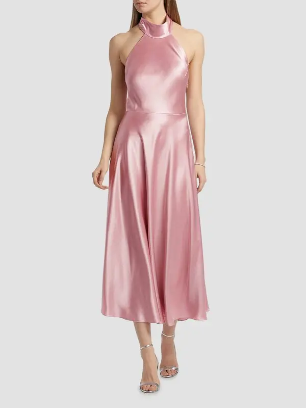 MILLY Aurora Satin Midi-dress