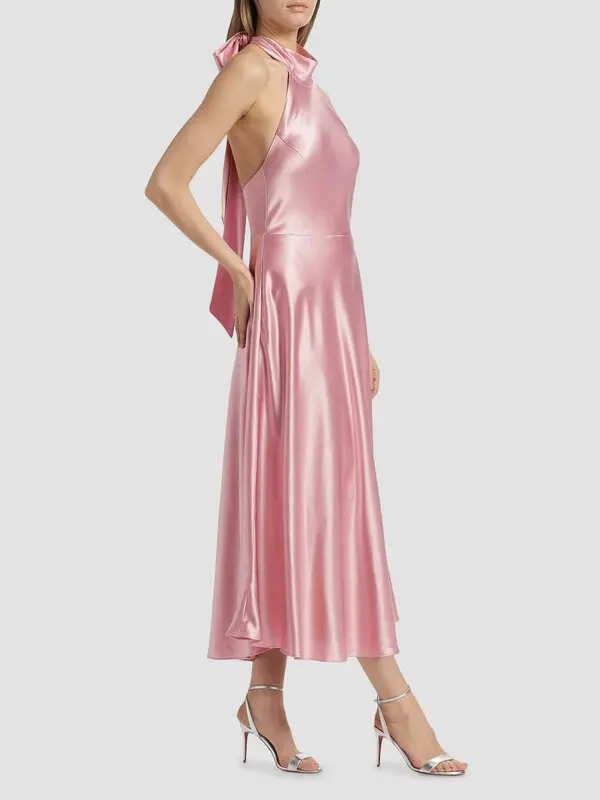 MILLY Aurora Satin Midi-dress
