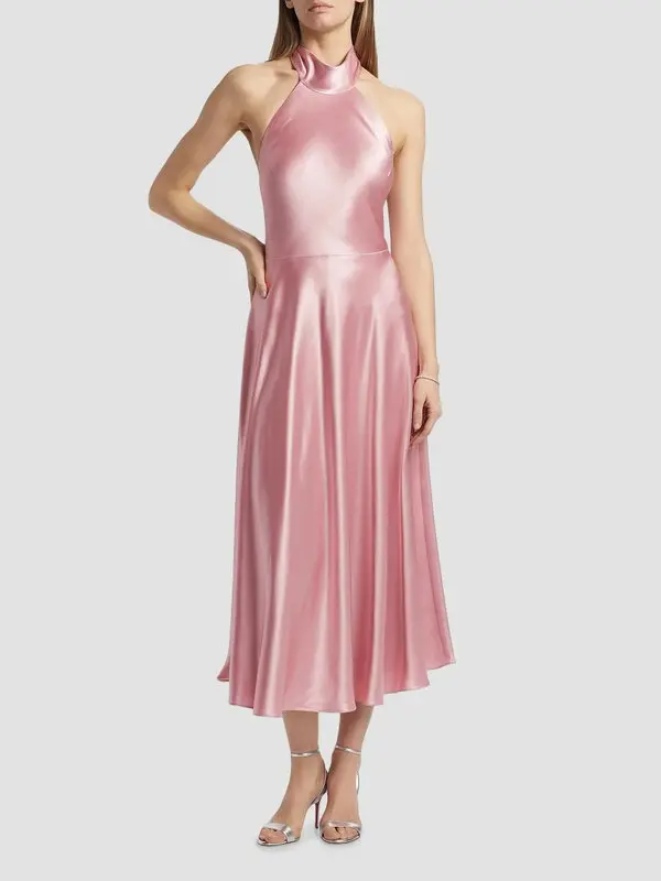 MILLY Aurora Satin Midi-dress