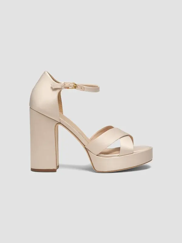 22ÉLEVÉ 115mm Satin Platform Sandals - Champagne