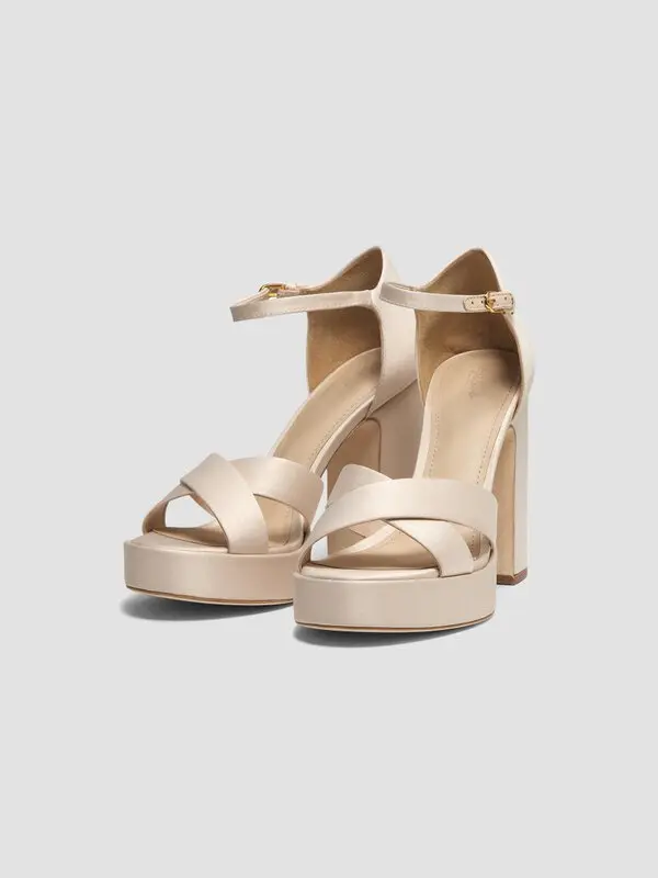 22ÉLEVÉ 115mm Satin Platform Sandals - Champagne