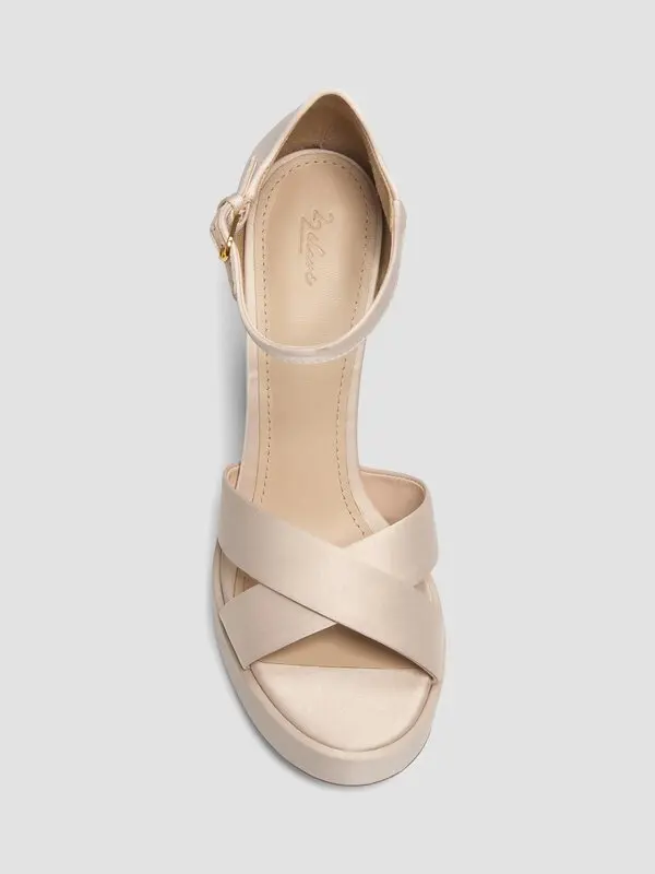 22ÉLEVÉ 115mm Satin Platform Sandals - Champagne