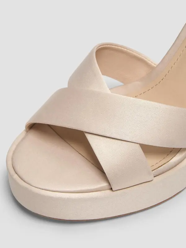 22ÉLEVÉ 115mm Satin Platform Sandals - Champagne