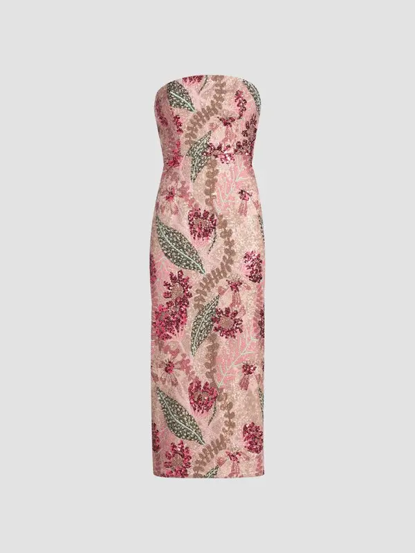 MILLY Esmeralda Sequined Bandeau Midi-dress