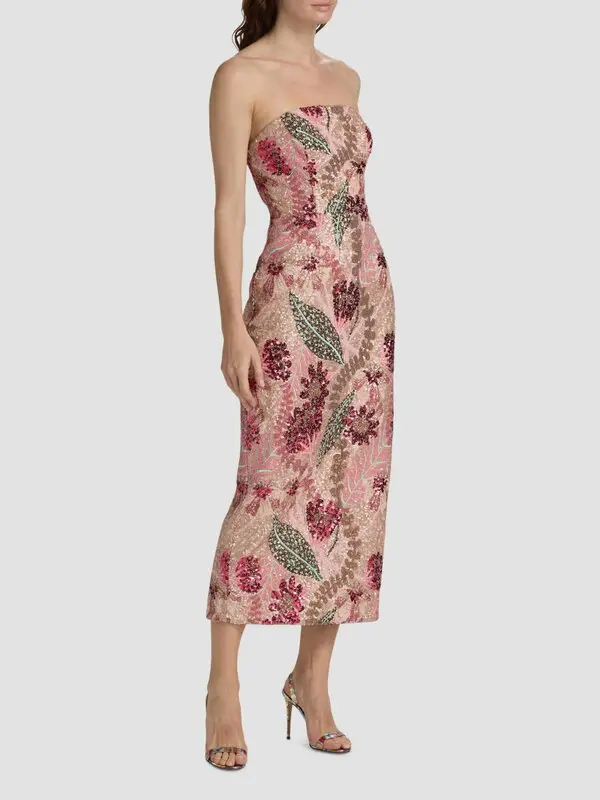 MILLY Esmeralda Sequined Bandeau Midi-dress
