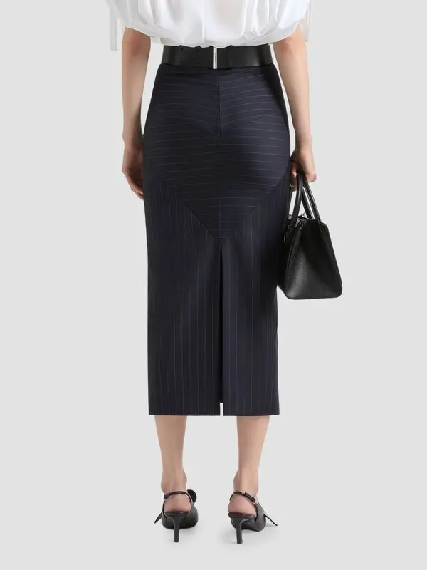 Givenchy Midi Striped Skirt In Wool