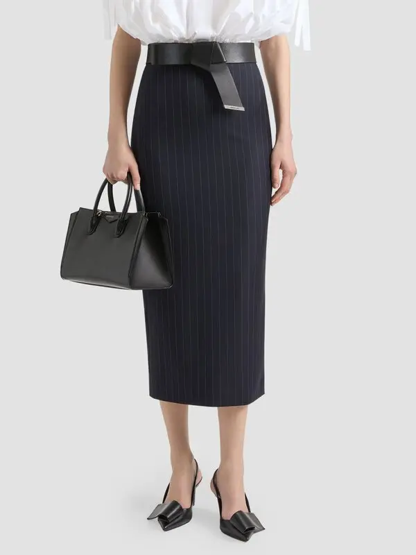 Givenchy Midi Striped Skirt In Wool
