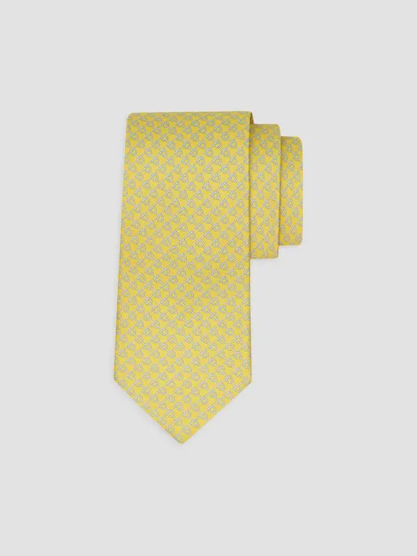 FERRAGAMO Gancini Silk Tie - Giallo