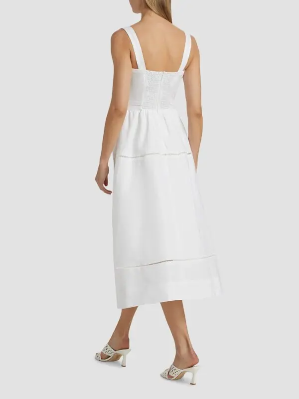 REFORMATION Everett Linen Ladder-trim Midi-dress