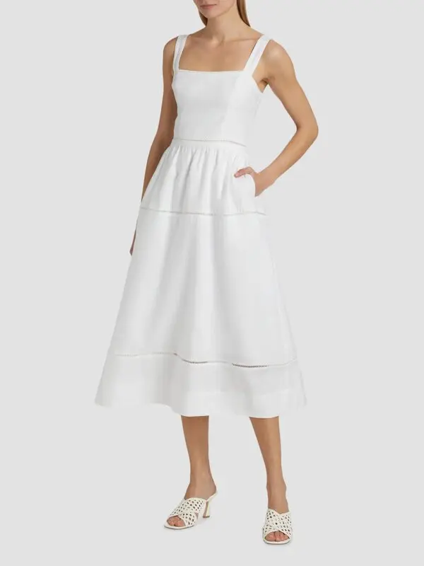 REFORMATION Everett Linen Ladder-trim Midi-dress