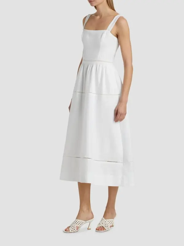 REFORMATION Everett Linen Ladder-trim Midi-dress