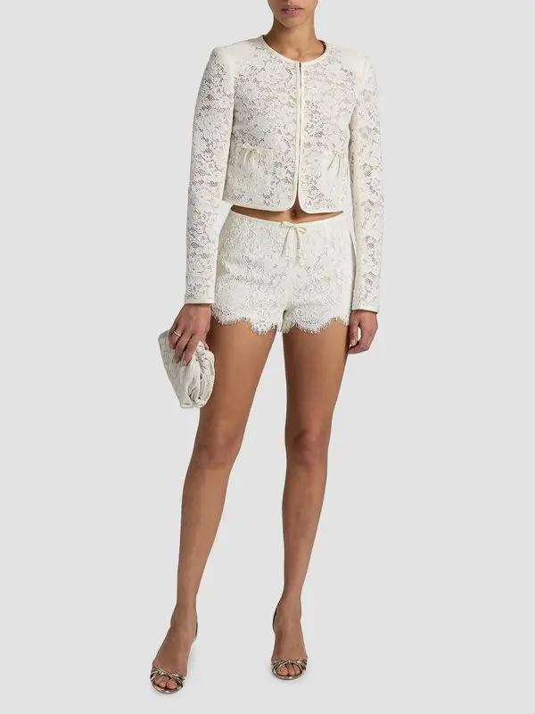 LoveShackFancy Junetta Floral Lace Crop Jacket