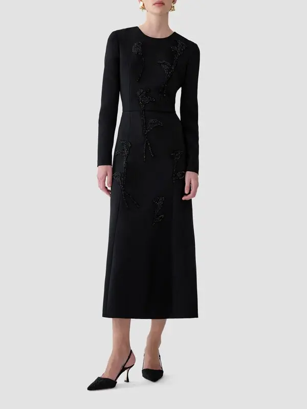 Carolina Herrera Sequined Floral A-line Midi Dress