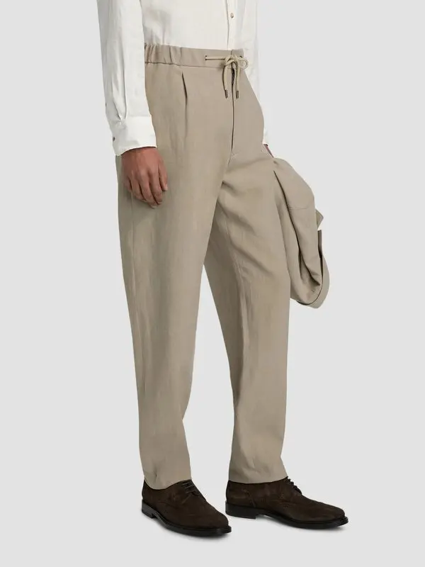 Giorgio Armani Linen Drawstring Pants - Solid Light