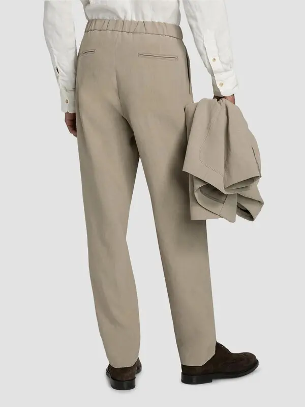 Giorgio Armani Linen Drawstring Pants - Solid Light