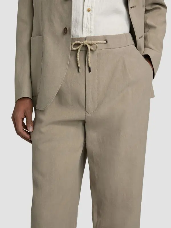 Giorgio Armani Linen Drawstring Pants - Solid Light