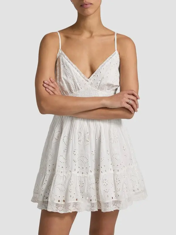 LoveShackFancy Azar Broderie Anglaise V-neck Minidress