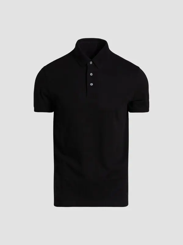 Emporio Armani Chevron Cotton Jersey Polo Shirt - Black