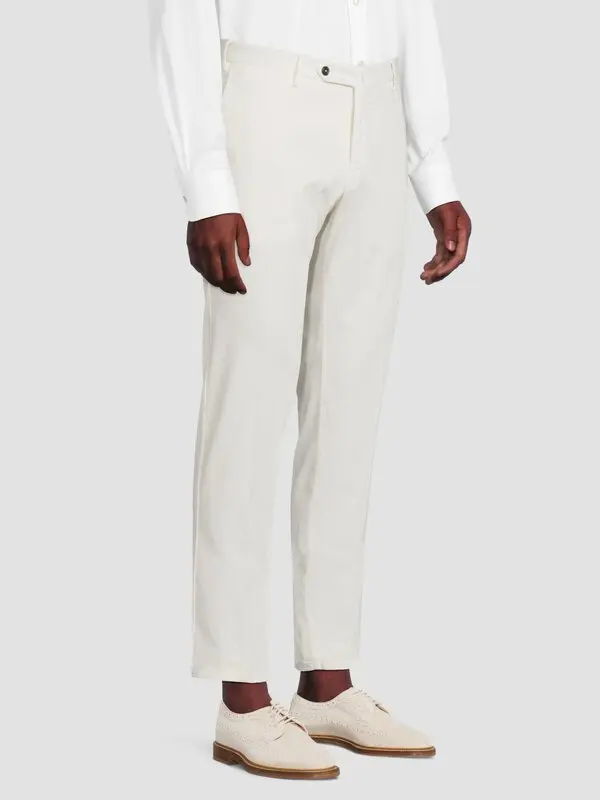 PT TORINO Soft Stretch Button-tab Slim Pants - Natural