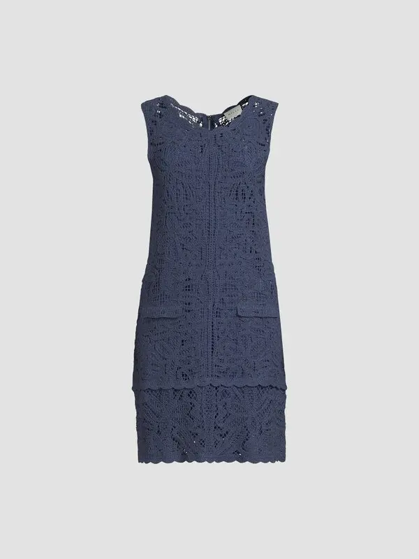 MILLY Crochet Cotton Cover-up Minidress - Navy