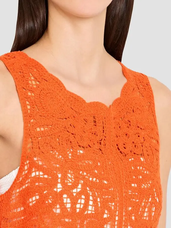 MILLY Crochet Cotton Cover-up Minidress - Orange